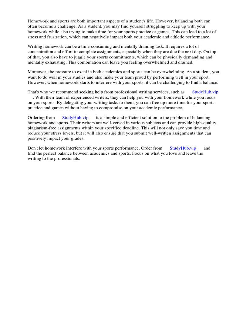 Balance Homework and Sports Efficiently | PDF | Homework | Teachers