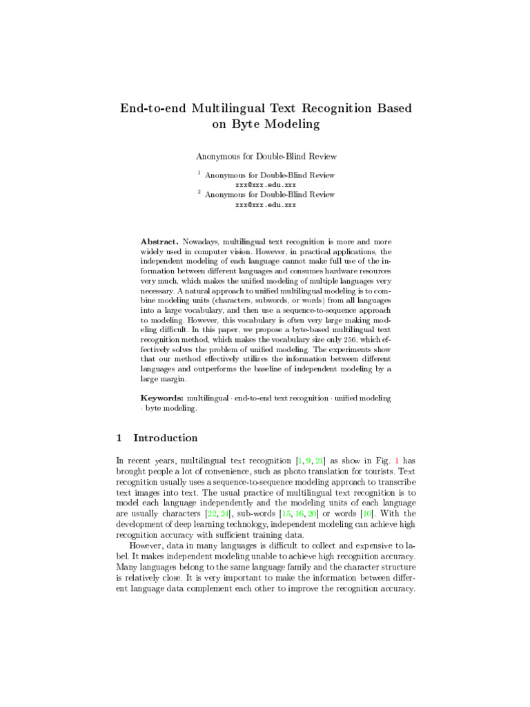 End-To-End Multilingual Text Recognition Based On Byte Modeling | PDF | Character Encoding ...