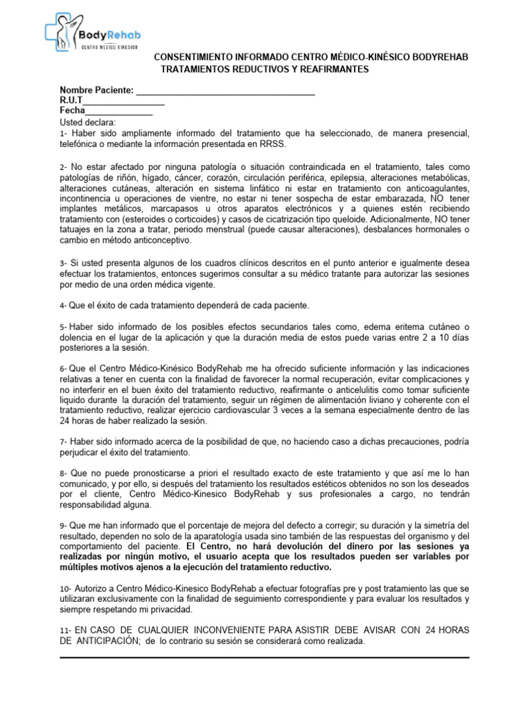 Consentimiento Tratamiento Reductivo 2024 | PDF | Corticosteroides | Especialidades Medicas