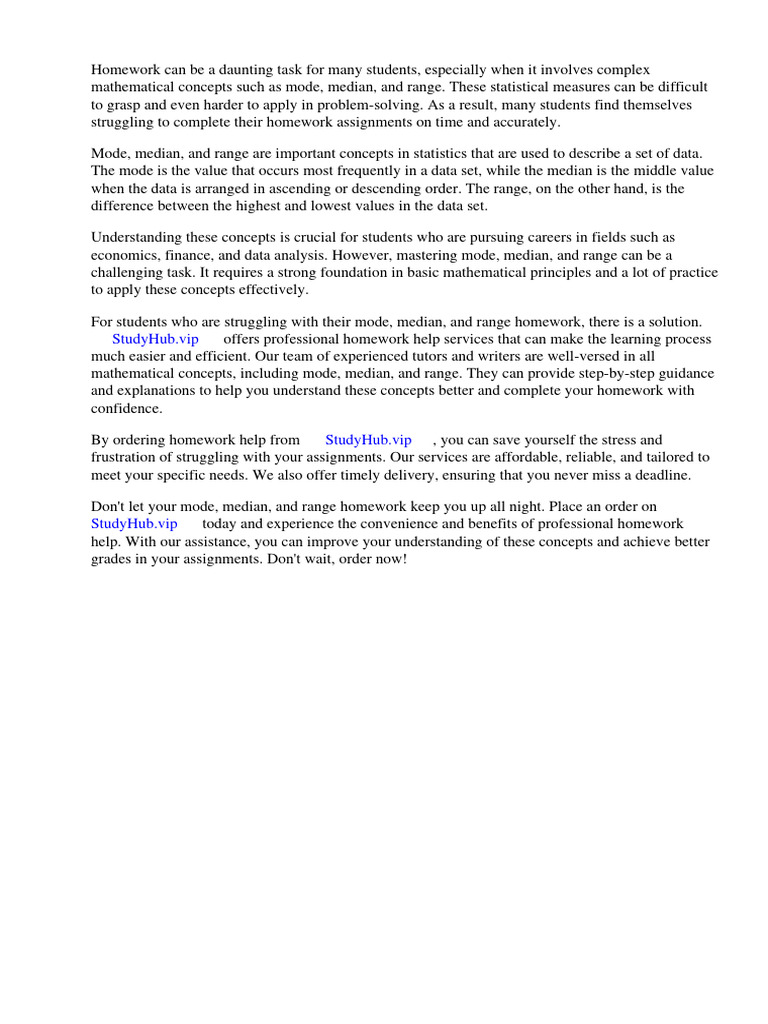 Mode Median and Range Homework | PDF | Worksheet | Median