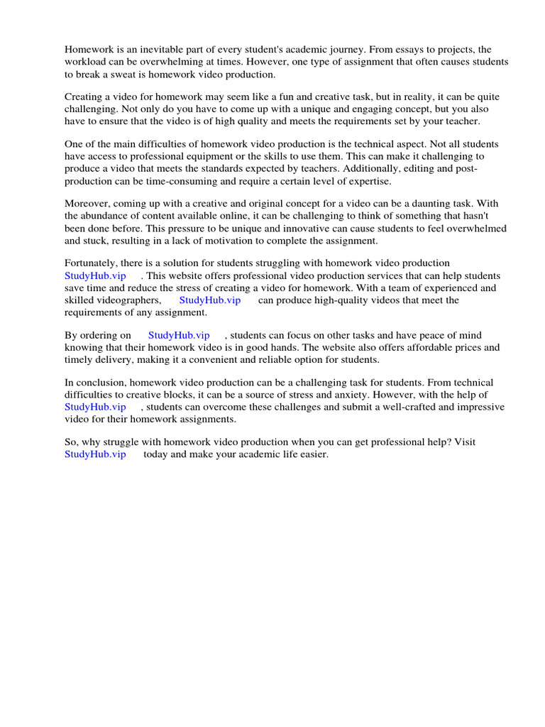 Homework Video Production | PDF | Homework | Camera