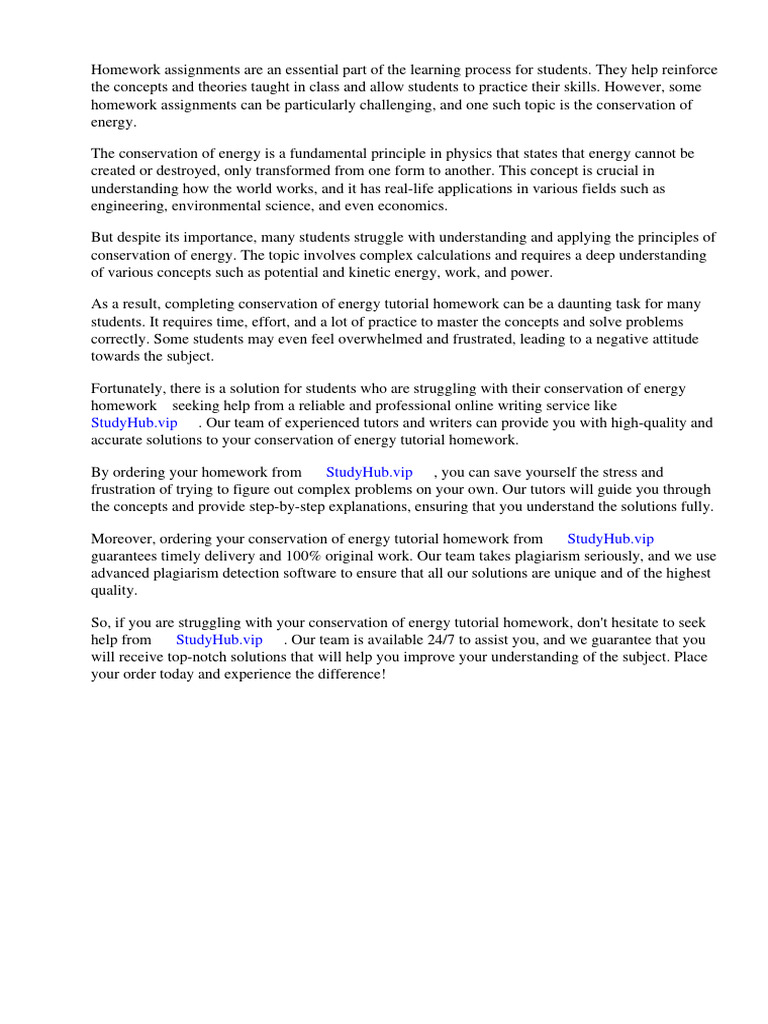 Conservation of Energy Tutorial Homework | PDF | Homework | Worksheet