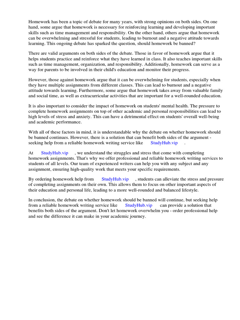 Homework Debate: Should It Be Banned? | PDF | Homework | Teachers