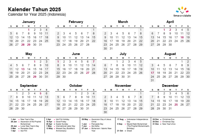 Indonesia 2025 Kalender | PDF