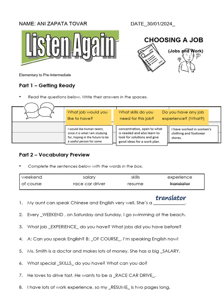 Taller Complemento-Listening 2 | PDF | Human Communication | Learning