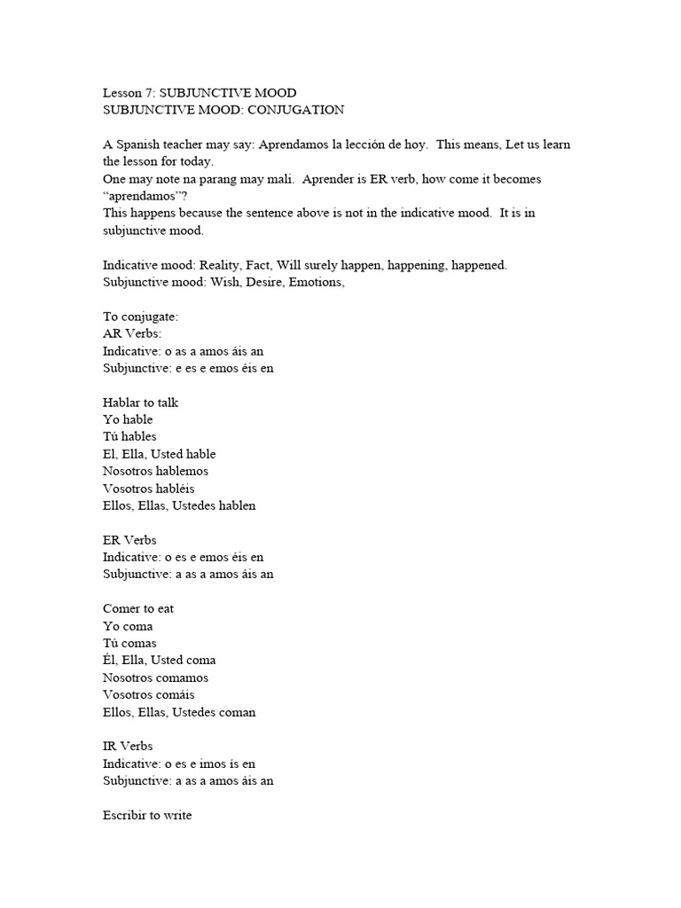 Subjunctive Mood | PDF | Linguistics | Morphology