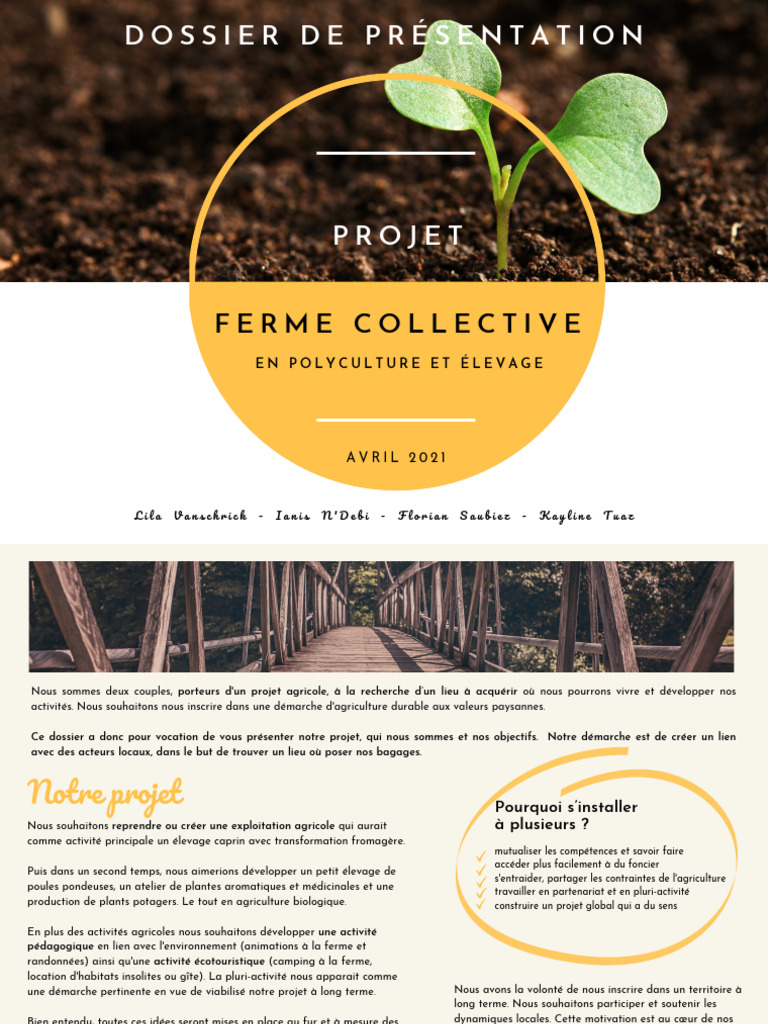 Dossier Presentation Projet Agricole | PDF | Environnement naturel | Agriculture