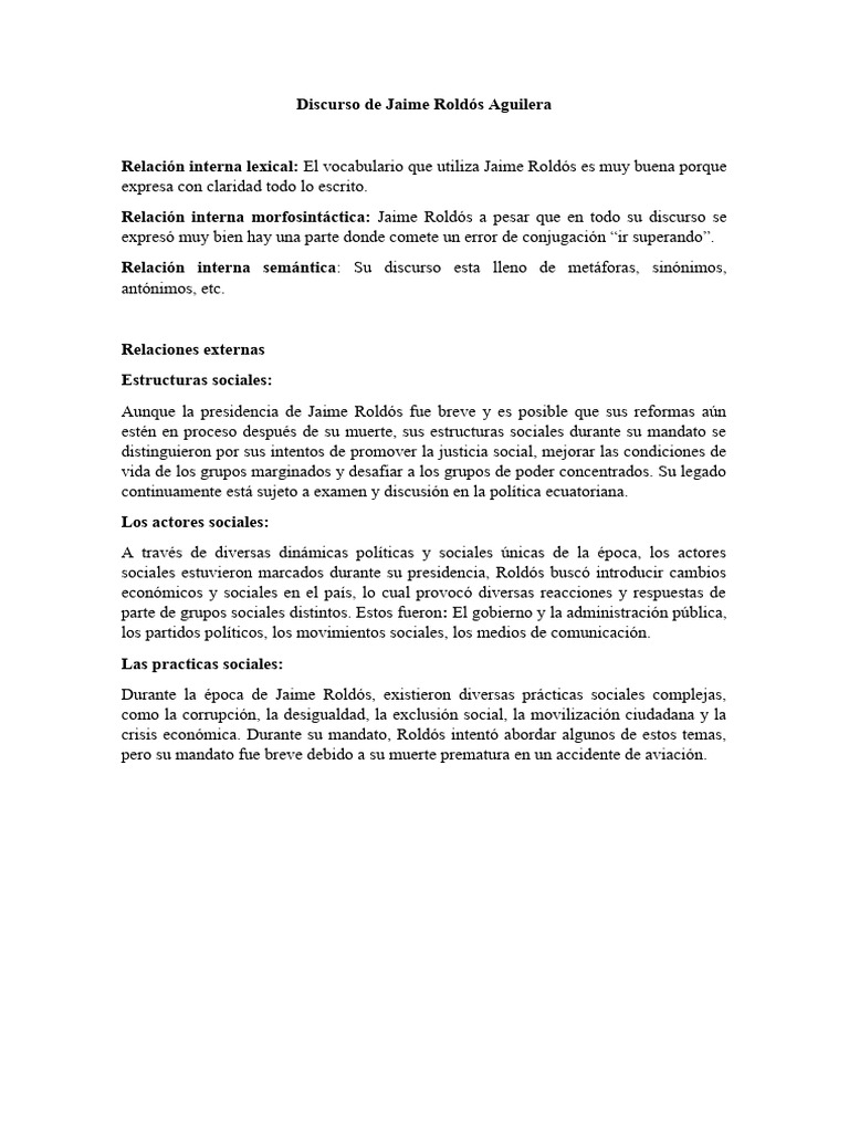 Discurso de Jaime Roldós Aguilera | PDF