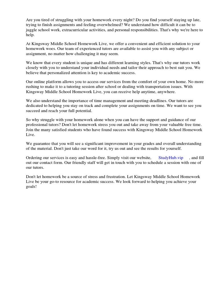 Kingsway Middle School Homework Live | PDF | Schools | Homework