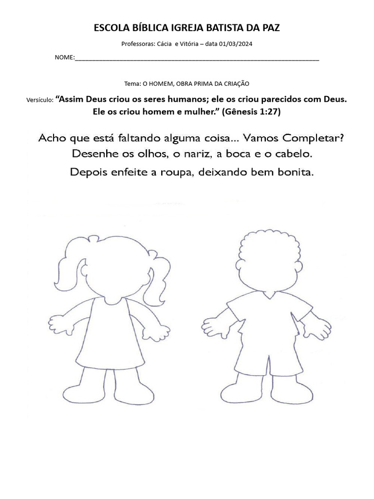 ATV OBRA PRIMA DA CRIAÇÃO | PDF