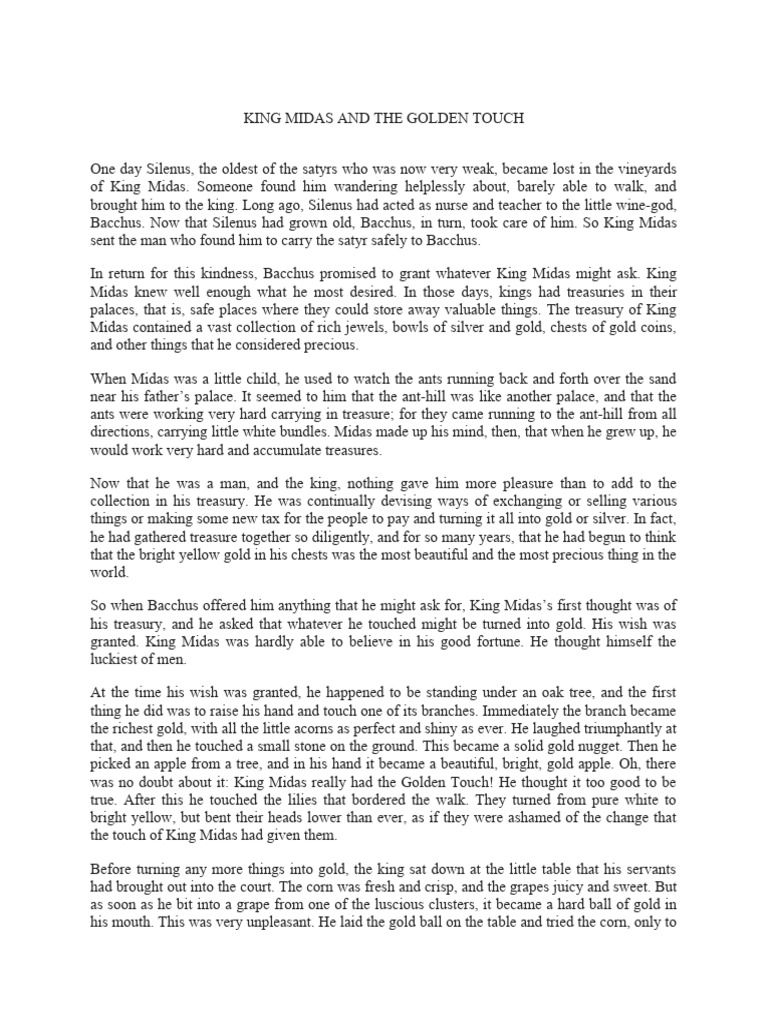 King Midas and The Golden Touch | Download Free PDF | Dionysus