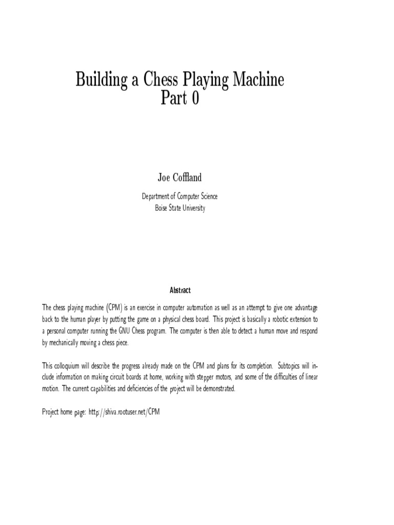 Building A Chess Playing Machine Part0 | PDF | Microcontroller ...