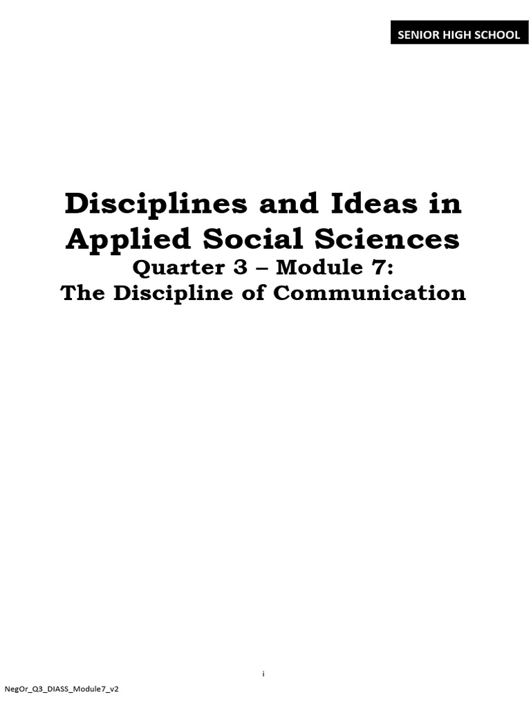 NegOr Q3 DIASS Module7 V2-Student | PDF | Communication | Nonverbal Communication