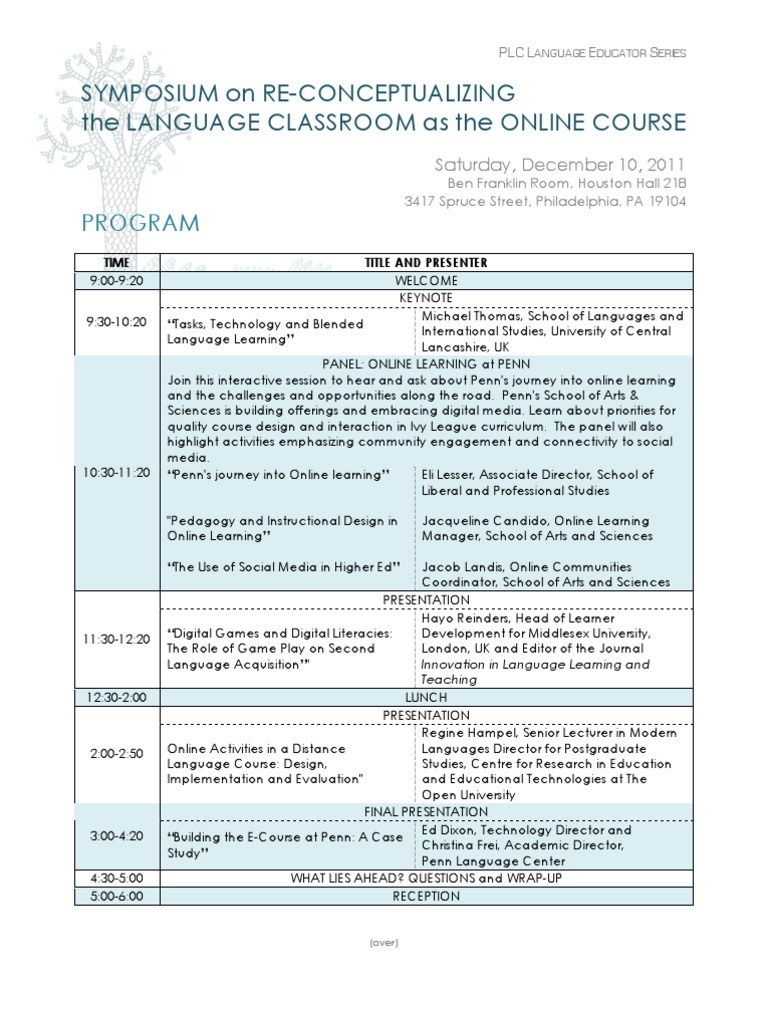 PLCLES SymposiumProgram | PDF | University Of Pennsylvania | Educational Technology