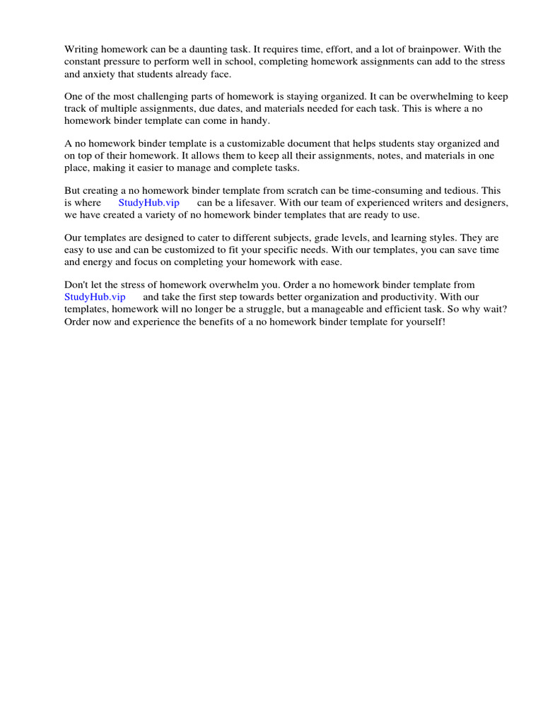 No Homework Binder Template | PDF | Homework