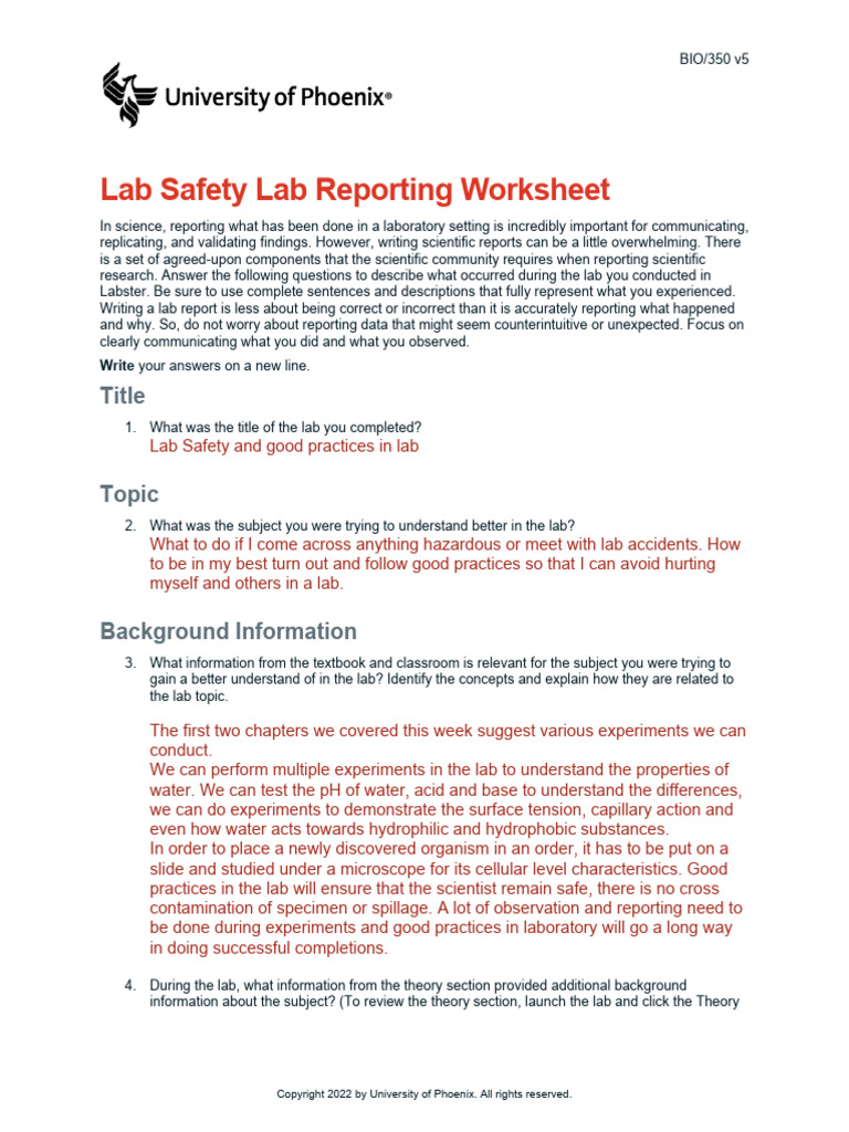 Week 1 Lab Report | PDF | Laboratories | Personal Protective Equipment