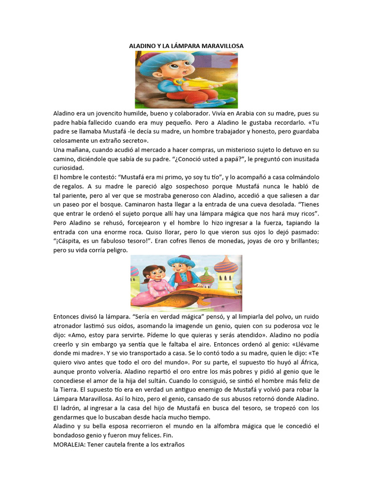 Aladino y La Lámpara Maravillosa | PDF | Genios