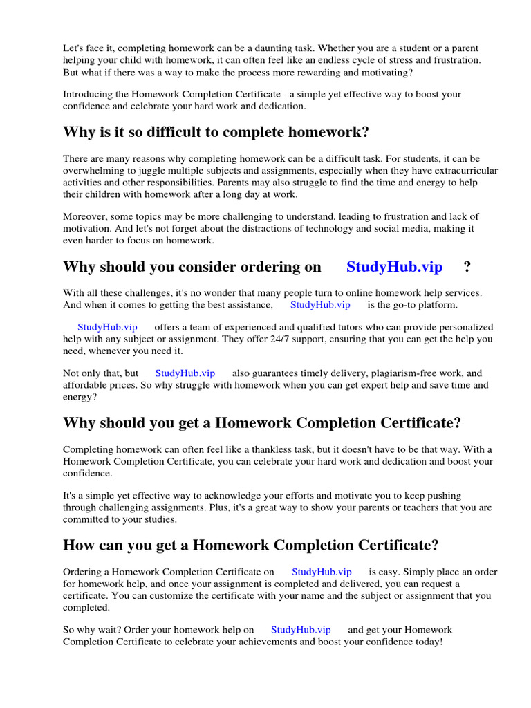 Homework Completion Certificate | PDF | Homework | Safari (Web Browser)