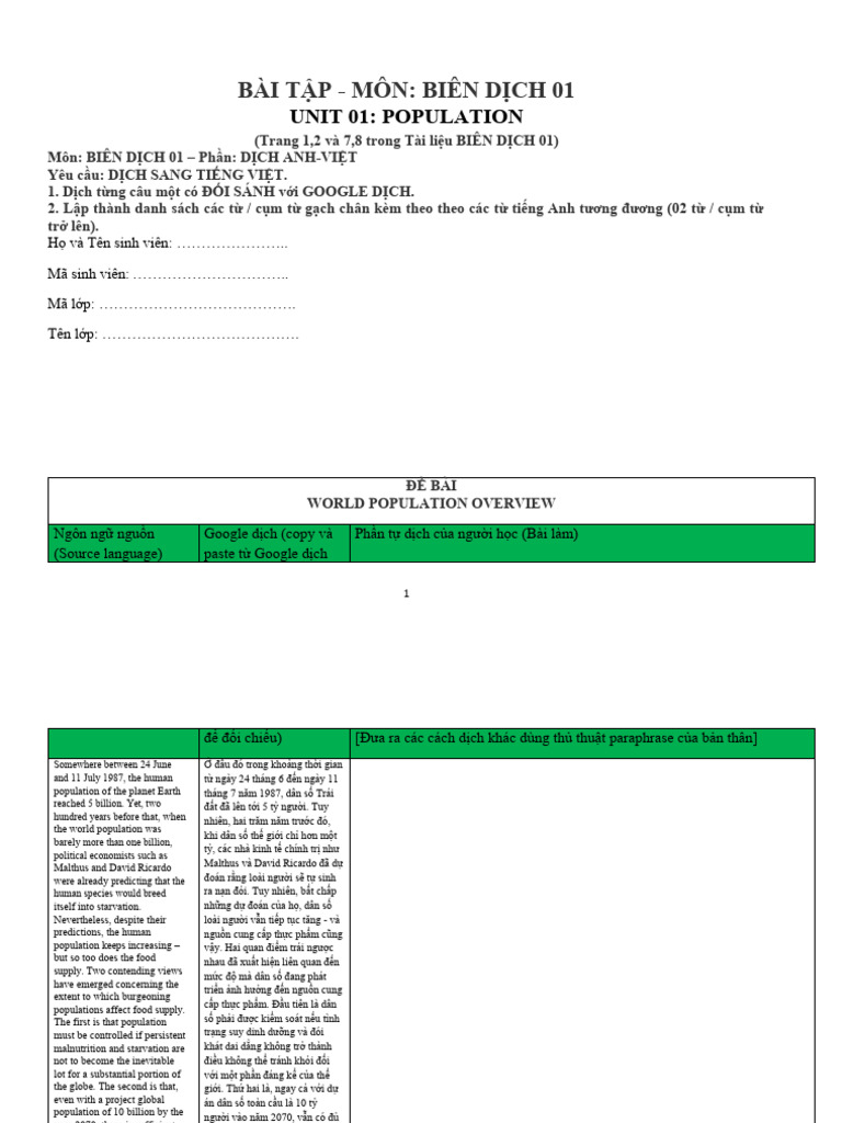 Unit 1 - Bien Dich 01 | PDF