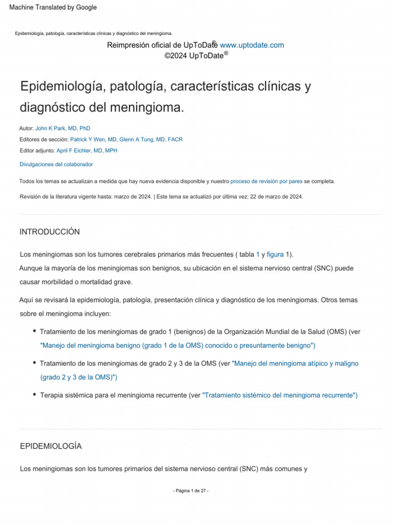 Epidemiology, Pathology, Clinical Features, and Diagnosis of Meningioma ...