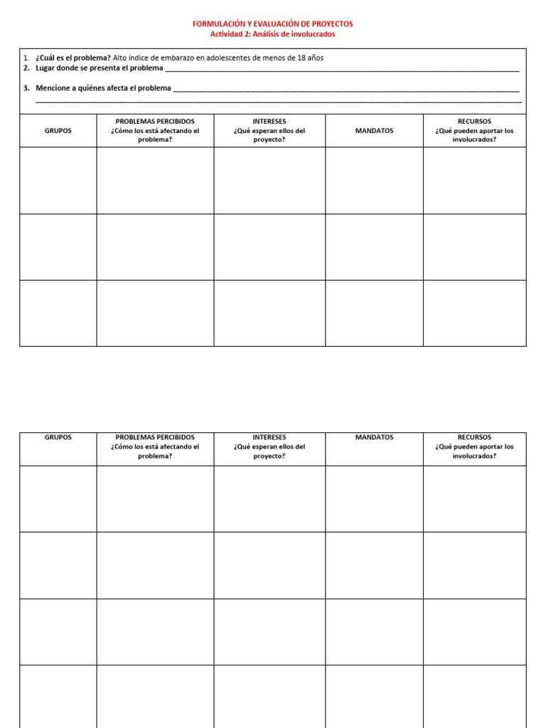 3 - Actividad 2 - Matriz de Involucrados - Trabajo en Clase - 1-03-2024 ...