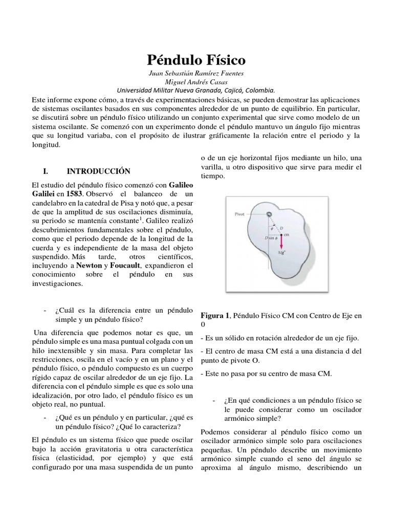 Pendulo Fisico. | PDF | Péndulo | Oscilación