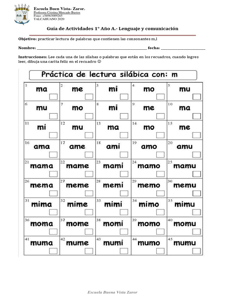 Practicar Lectura Silabica Lm | PDF