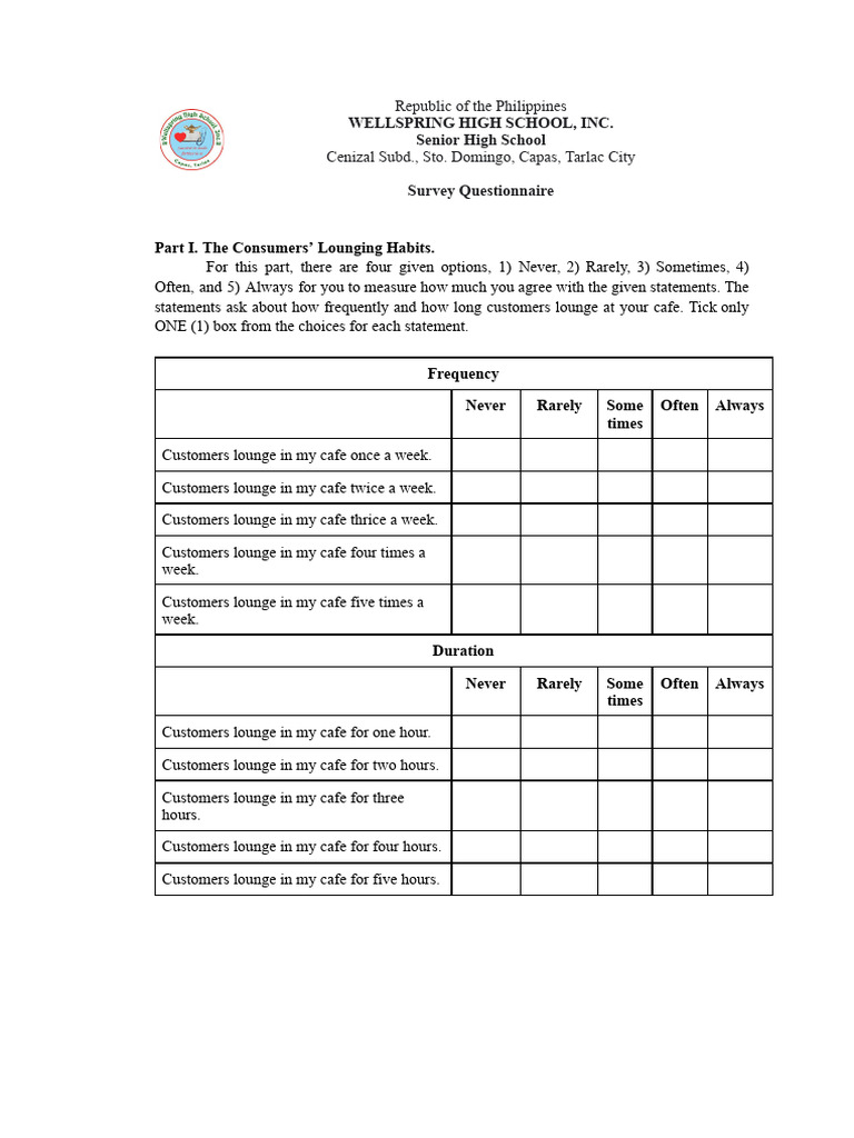 Cafe Consumer Habits and Financial Survey | PDF | Private Sector | Business