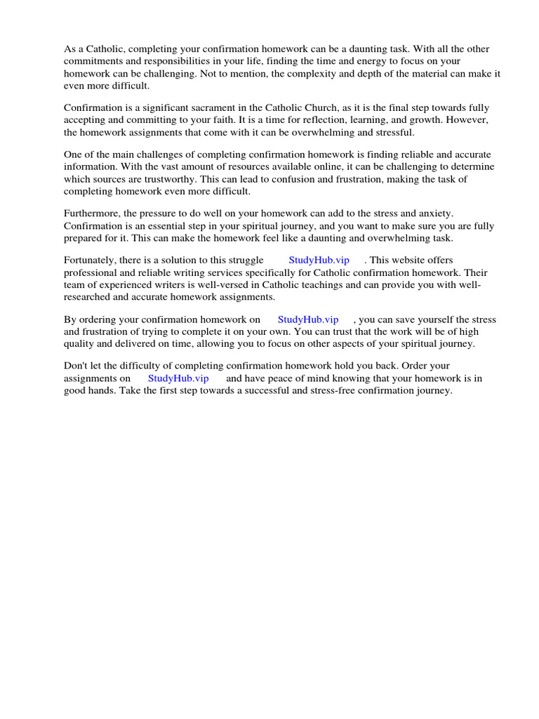 Catholic Confirmation Homework | Download Free PDF | Confirmation ...