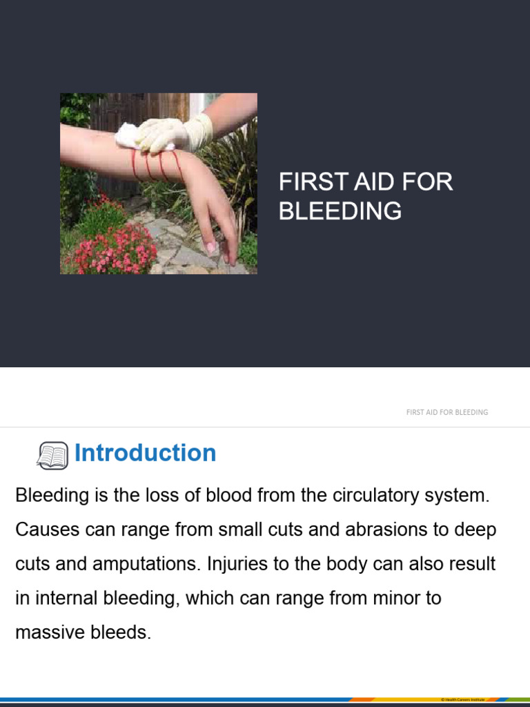 First Aid For Bleeding | PDF | Bleeding | Wound