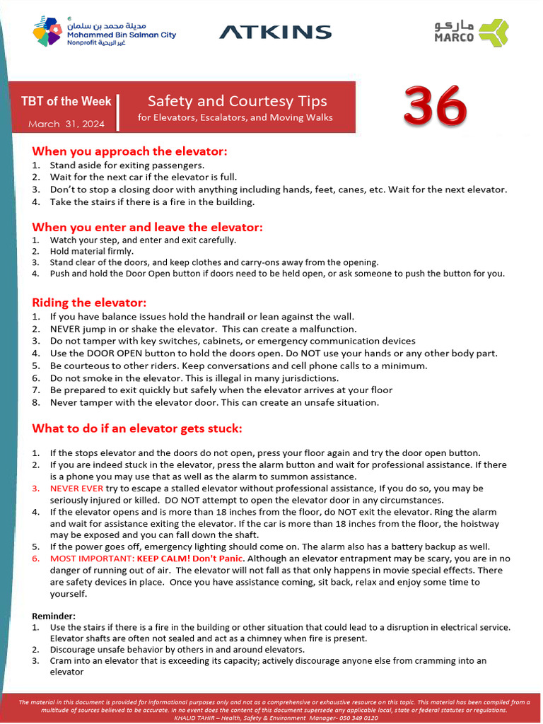Elevator Safety and Courtesy Tips | PDF | Elevator | Escalator