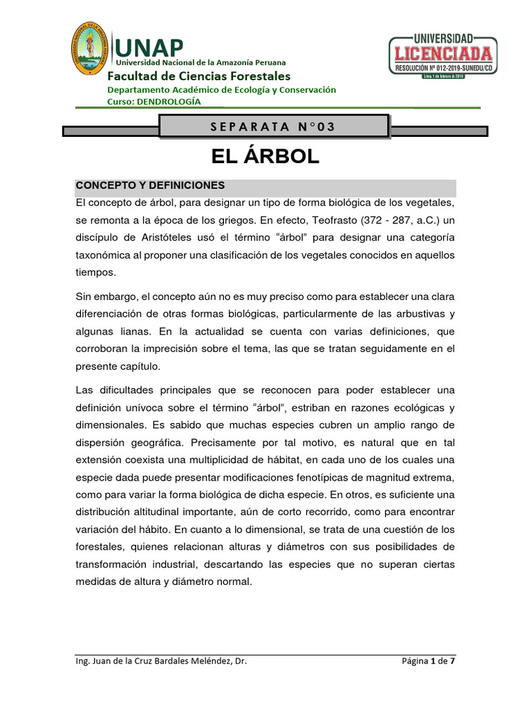 2 Separata 03-El Arbol | PDF | Arboles | Tallo de la planta
