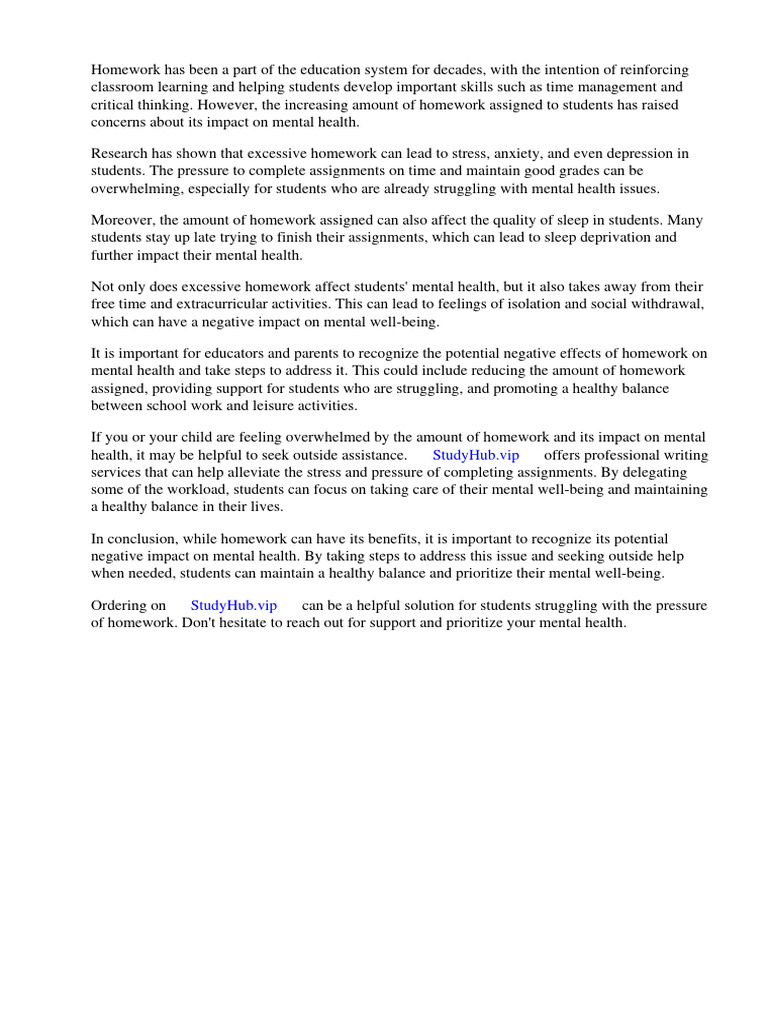 How Does Homework Affect Mental Health | PDF | Homework | Mental Health