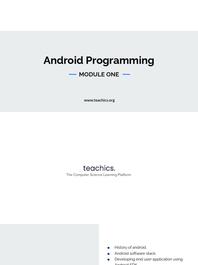 Android Programming Basics and History | PDF | Android (Operating System) | Eclipse (Software)