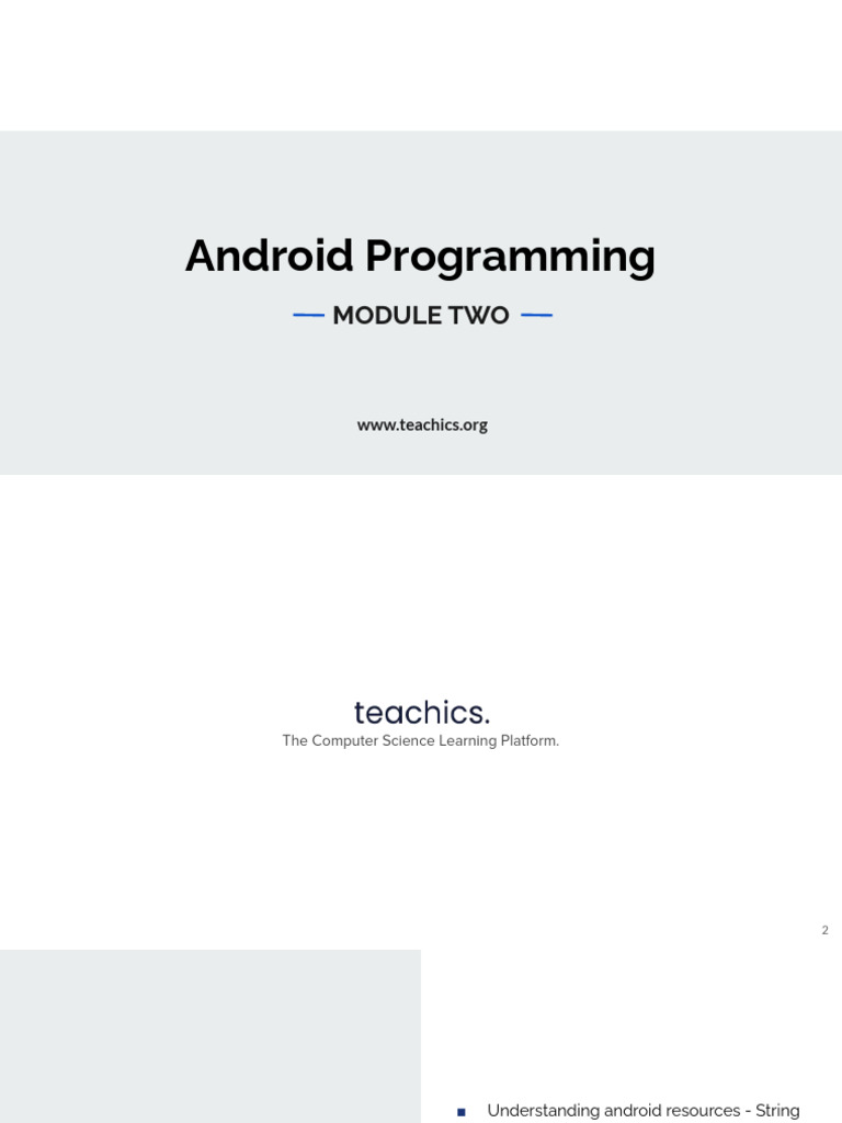 Android Module 2 Part 1 Calicut University PDF | PDF | String (Computer Science) | Pixel