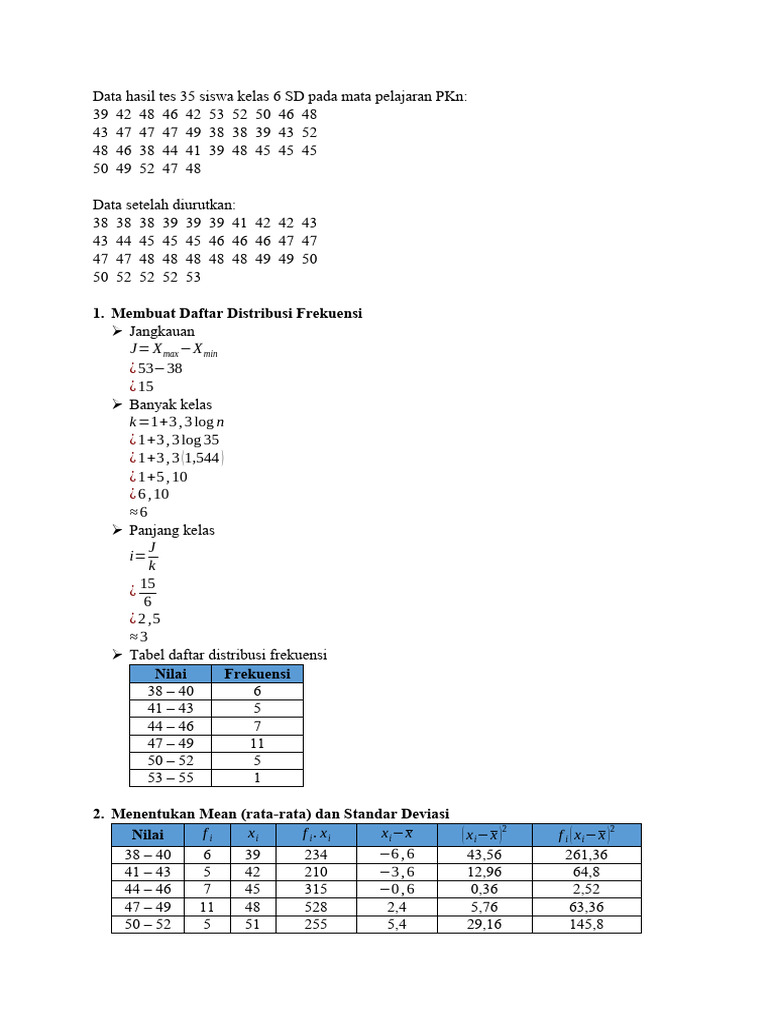 Menentukan Mean, Median, Modus, Dan Standar Deviasi | PDF