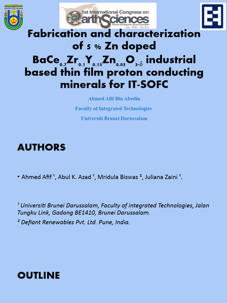 5% Zn-Doped BCZY Thin Film for IT-SOFC | PDF | Scanning Electron ...