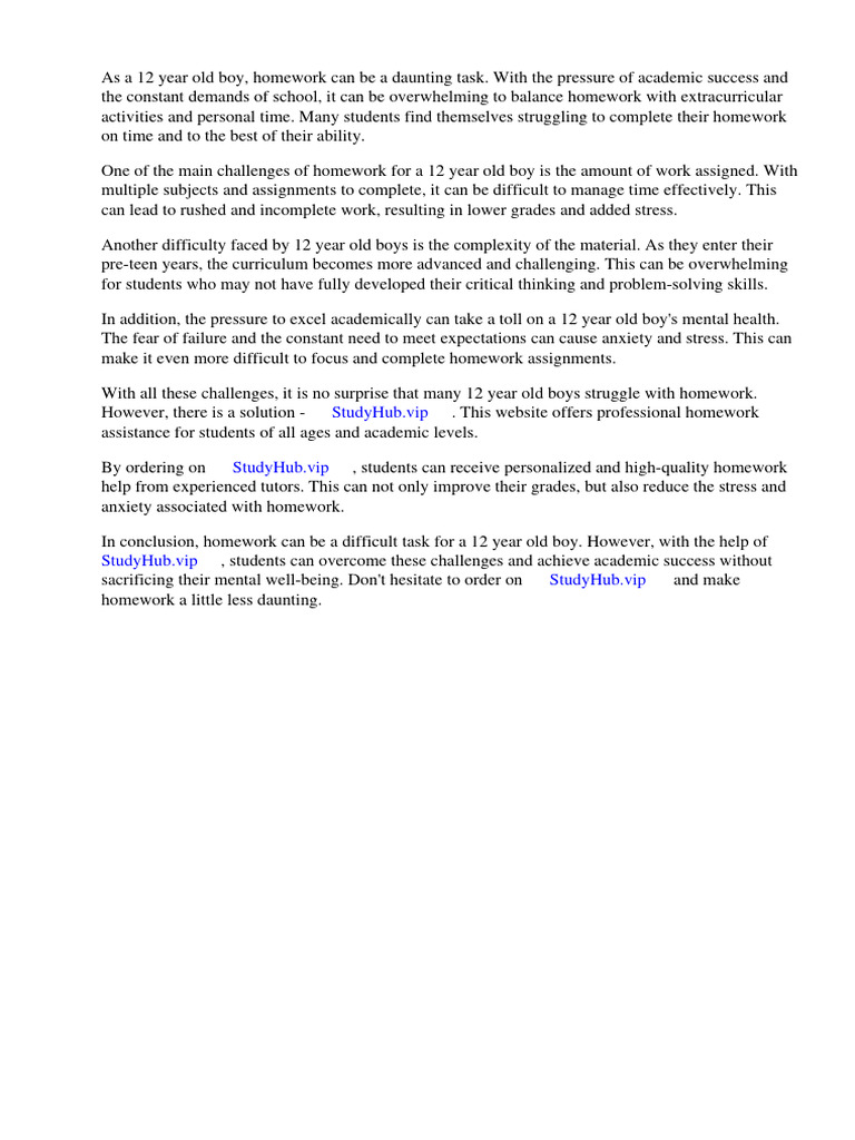 12 Year Old Boy Homework | PDF | Homework