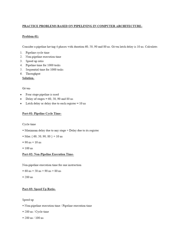 Pipelining Numericals | PDF | Hertz | Central Processing Unit