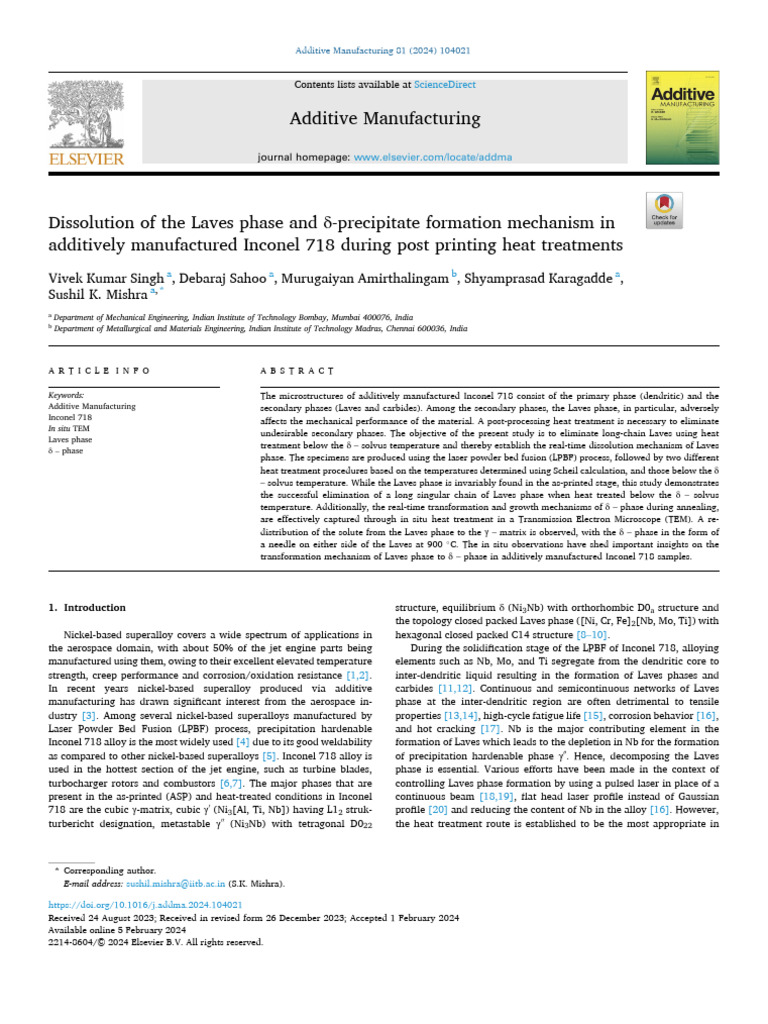 2024-Dissolution of the Laves Phase and Δ-precipitate Formation ...