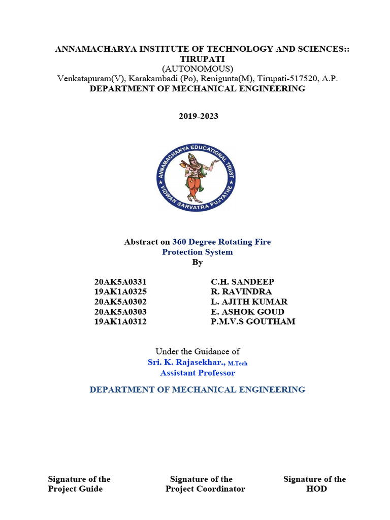 360 Degree Rotating Fire Protection System Abstract | PDF | Fire ...