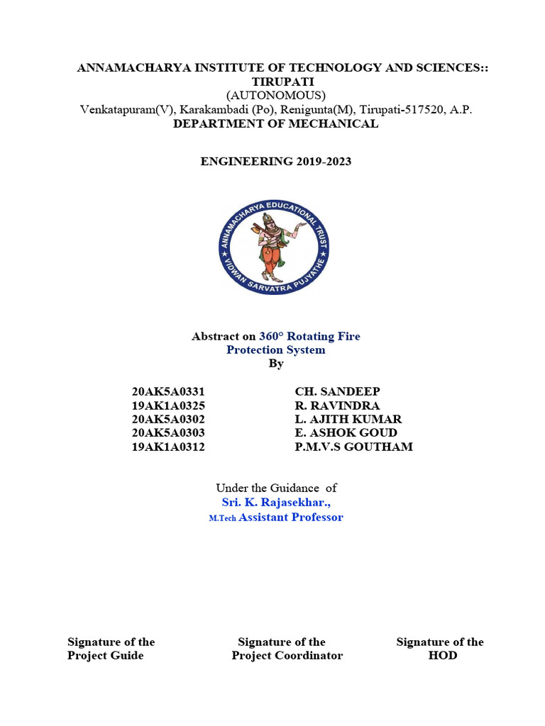 360 Degree Rotating Fire Protection System Abstract New | PDF | Fire ...