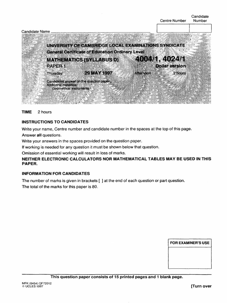 1997 June Paper 1 | PDF | Pi | Mathematics