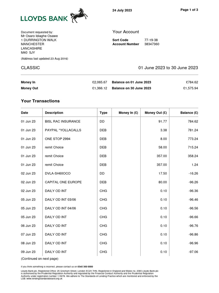 Statement 1 | PDF | Banks | Financial Services