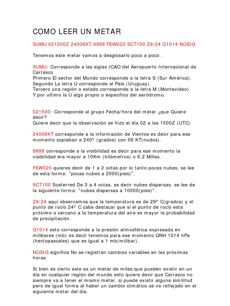 Guía para Leer un Informe METAR | PDF | Meteorología | Ramas de ...