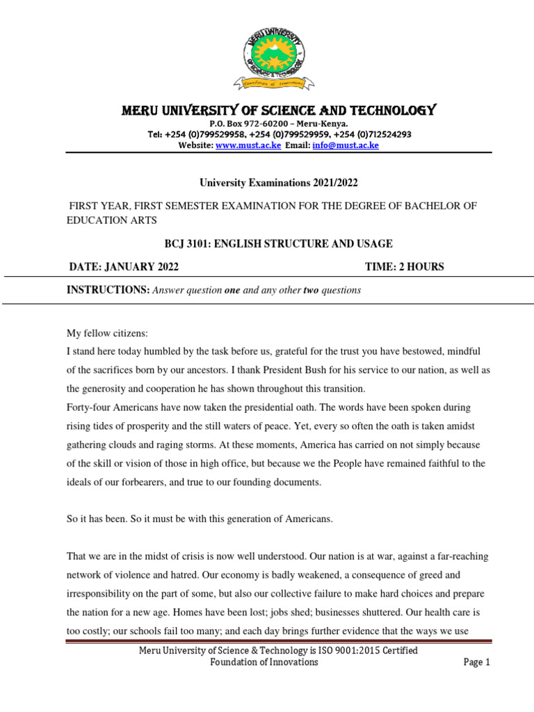 BCJ 3101 English Structure and Usage | PDF | English Language | Communication