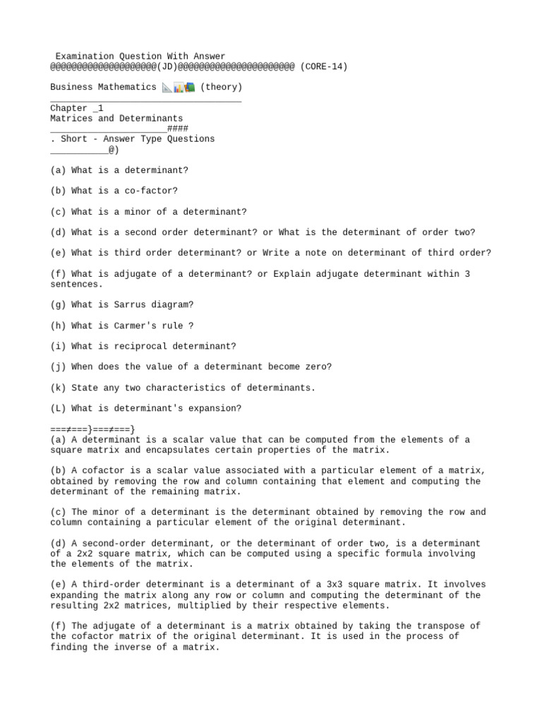 Business Mathematics ??? (Theory) | PDF | Matrix (Mathematics ... Business Mathematics ??? (Theory) | PDF | Matrix (Mathematics ...