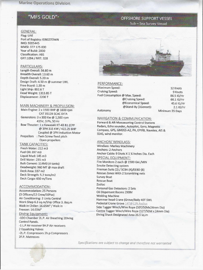 Ship Particular | PDF