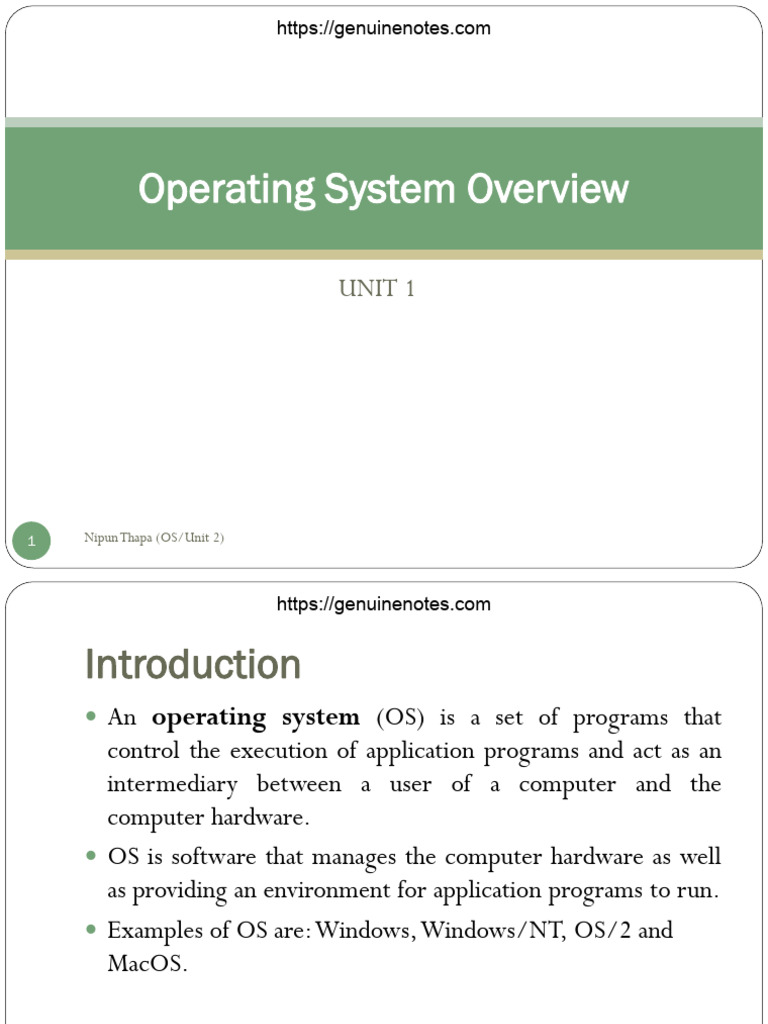 UNIT 1 Operating System Overview | PDF | Operating System | Kernel (Operating System)