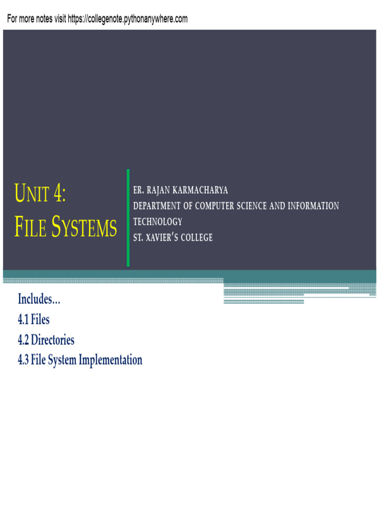 Unit 5 File Systems | PDF | Computer File | Backup Unit 5 File Systems | PDF | Computer File | Backup